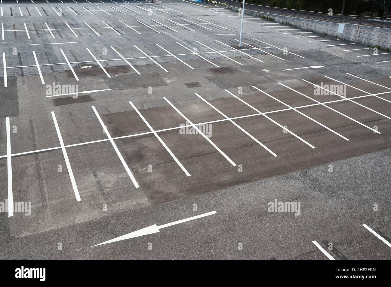 Parking lot with empty places, no cars Stock Photo - Alamy