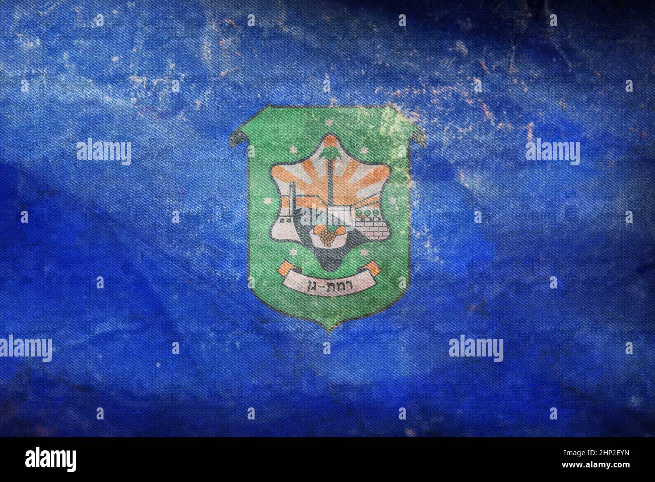 Top view of flag Ramat Gan, Israel. retro flag with grunge texture ...