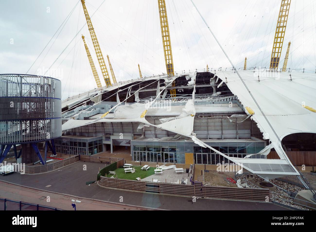 Damage to the roof of the O2 Arena (known as the Millennium Dome when ...