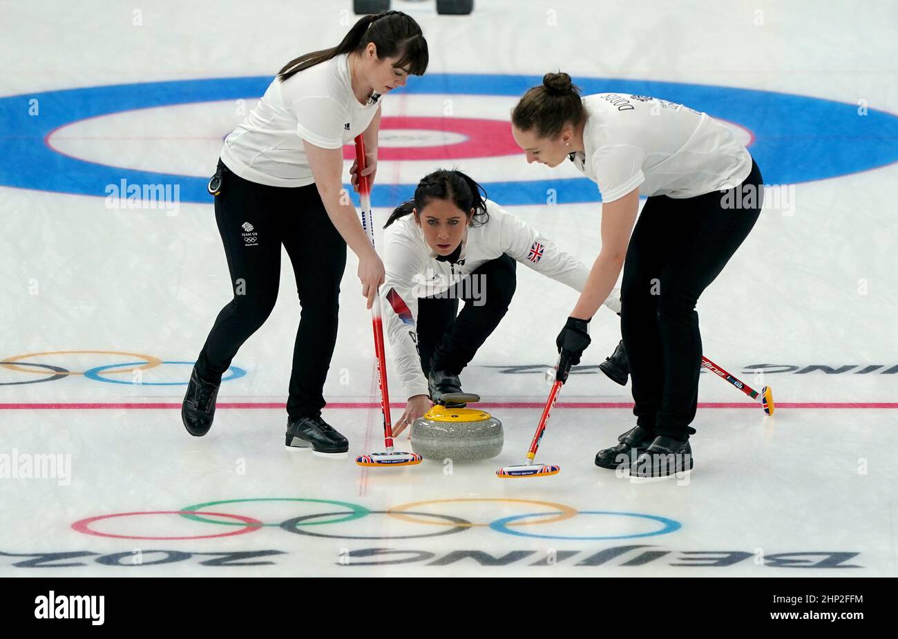 Great Britain's Hailey Duff (left), Eve Muirhead, (centre) and Jennifer ...
