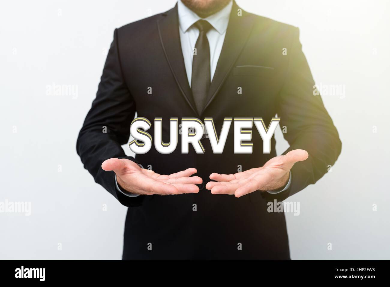 Text caption presenting Survey, Concept meaning look closely at or ...