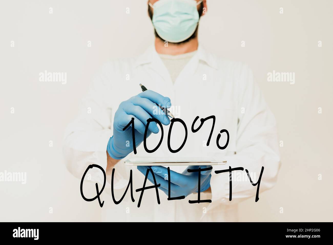 Text showing inspiration 100 Percent Quality, Internet Concept ...