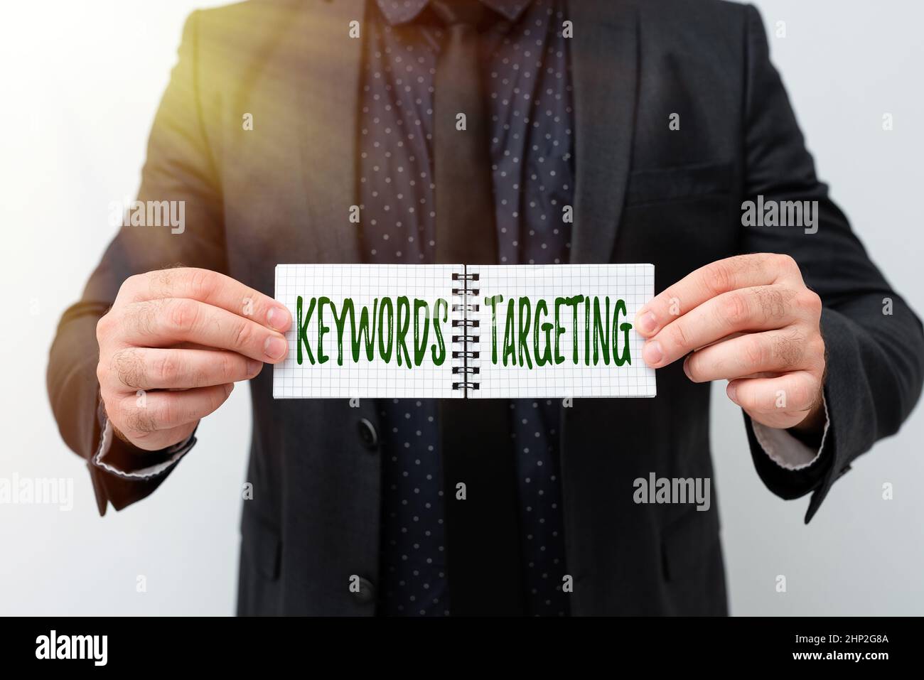 Sign displaying Keywords Targeting, Business approach Use Relevant ...