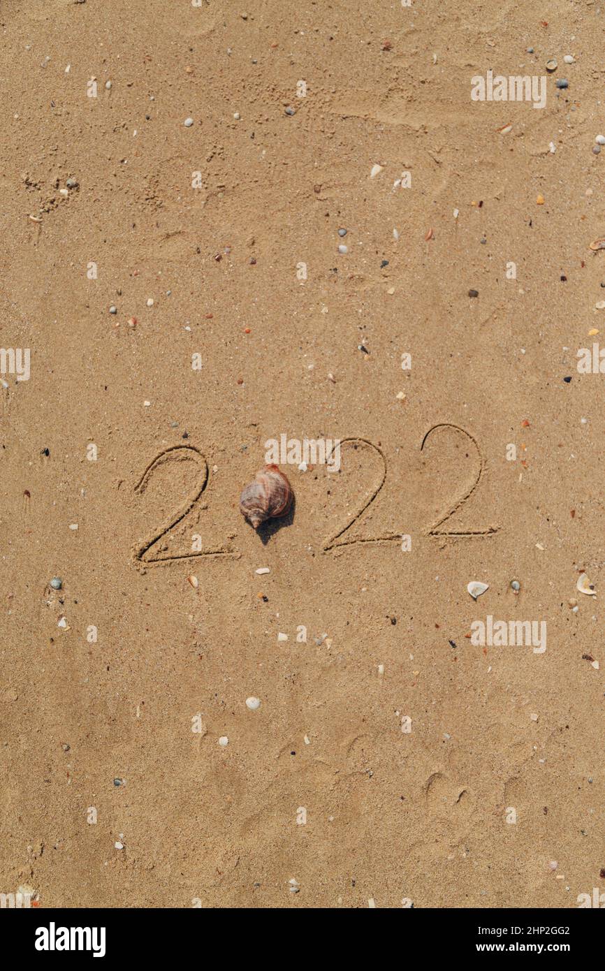 Word 2022 Written on the Sand of a Beach. With Copy Past Space Stock ...