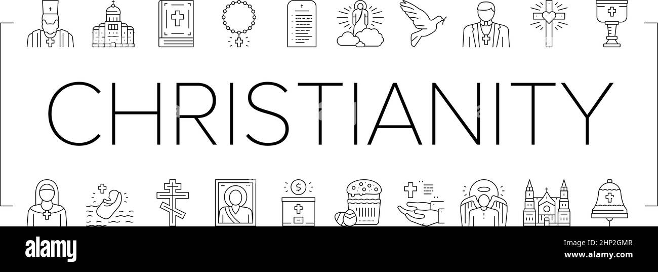 Christianity Religion Church Icons Set Vector Stock Vector Image & Art ...