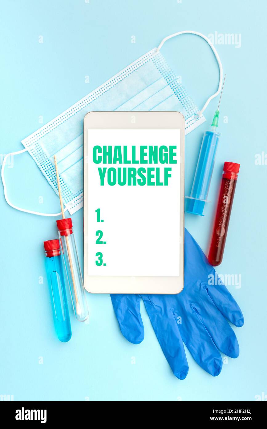 Conceptual display Challenge Yourself, Business showcase Setting Higher ...