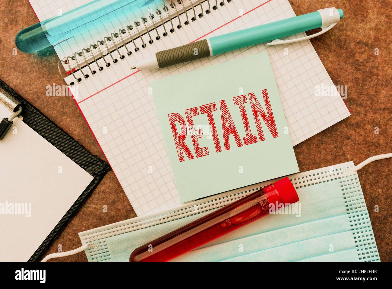 Hand writing sign Retain, Concept meaning Keep in one s is pay or ...