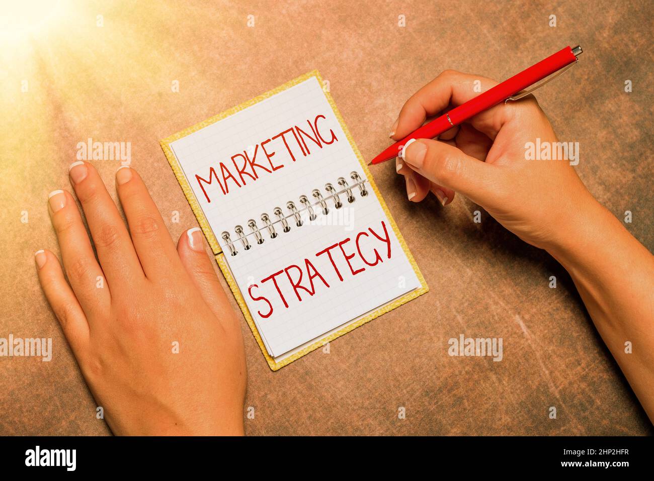 Sign displaying Marketing Strategy, Business overview Scheme on How to ...