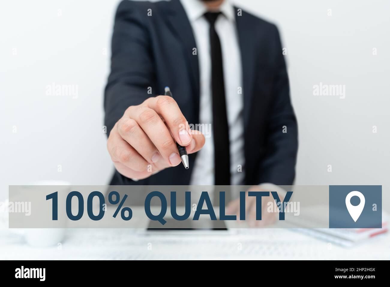 Conceptual display 100 Percent Quality, Business approach Guaranteed ...