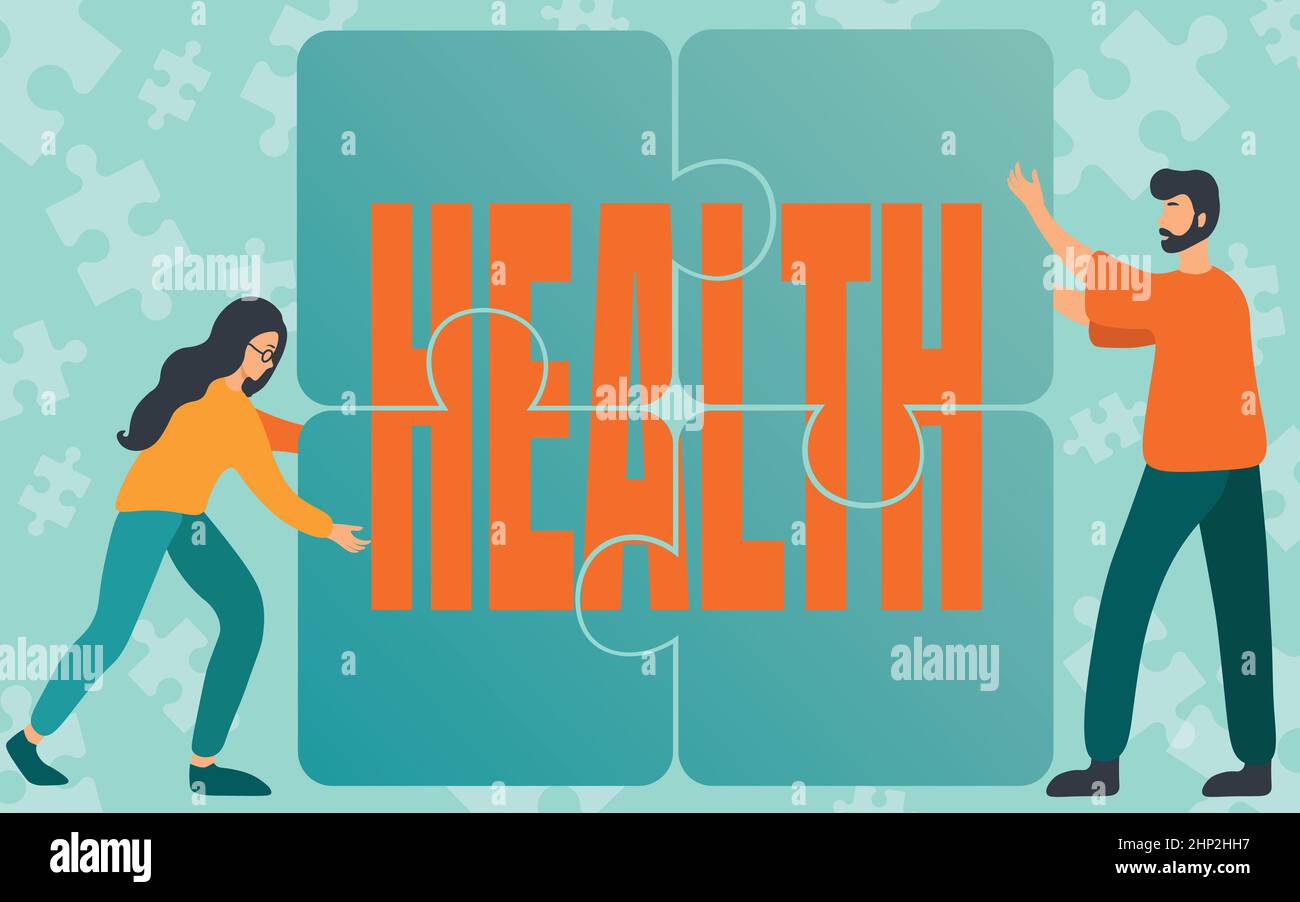 Text caption presenting Health, Word Written on condition of the body ...