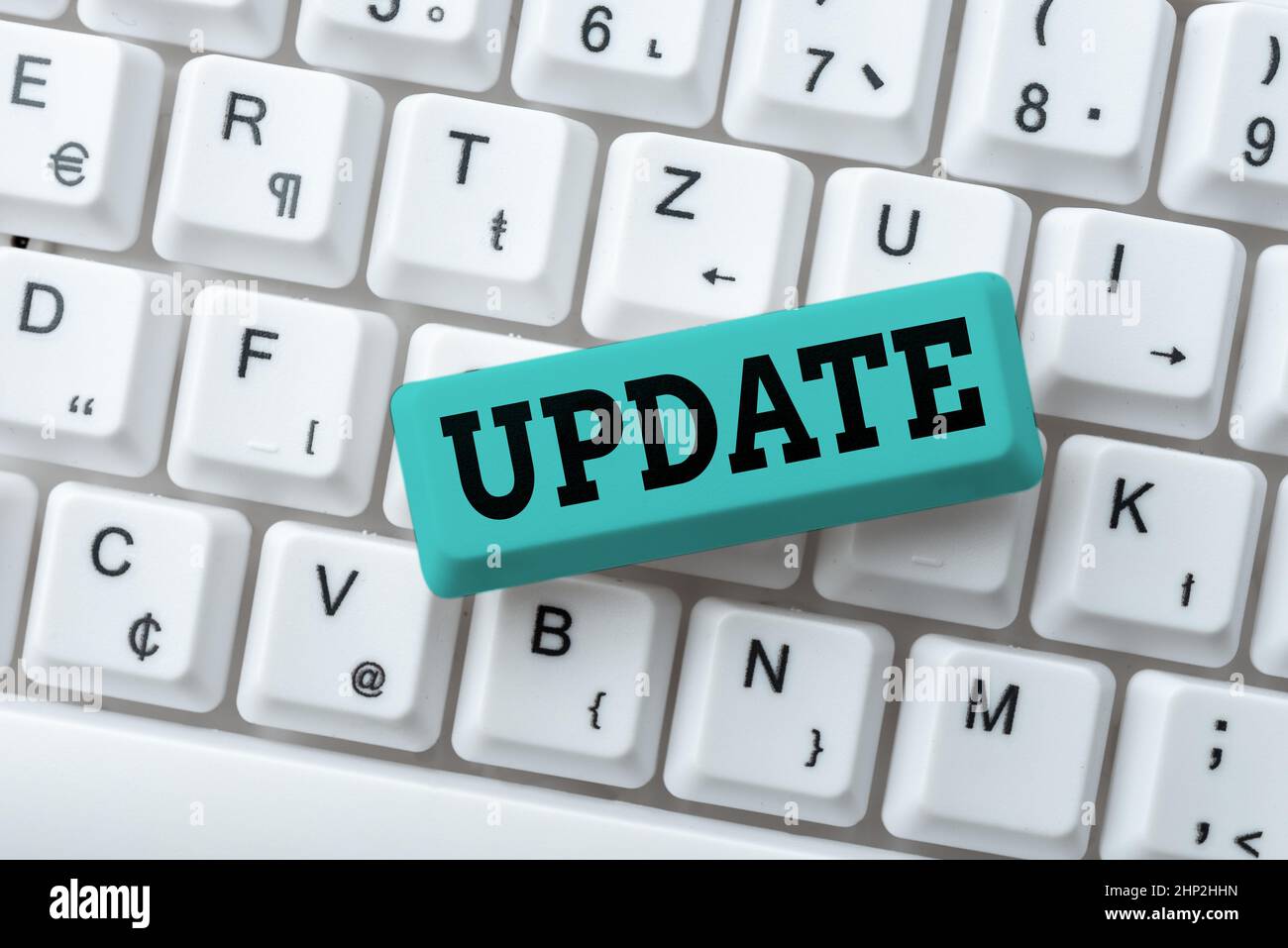 Writing displaying text Update, Concept meaning Make something more modern Adding new facts ...