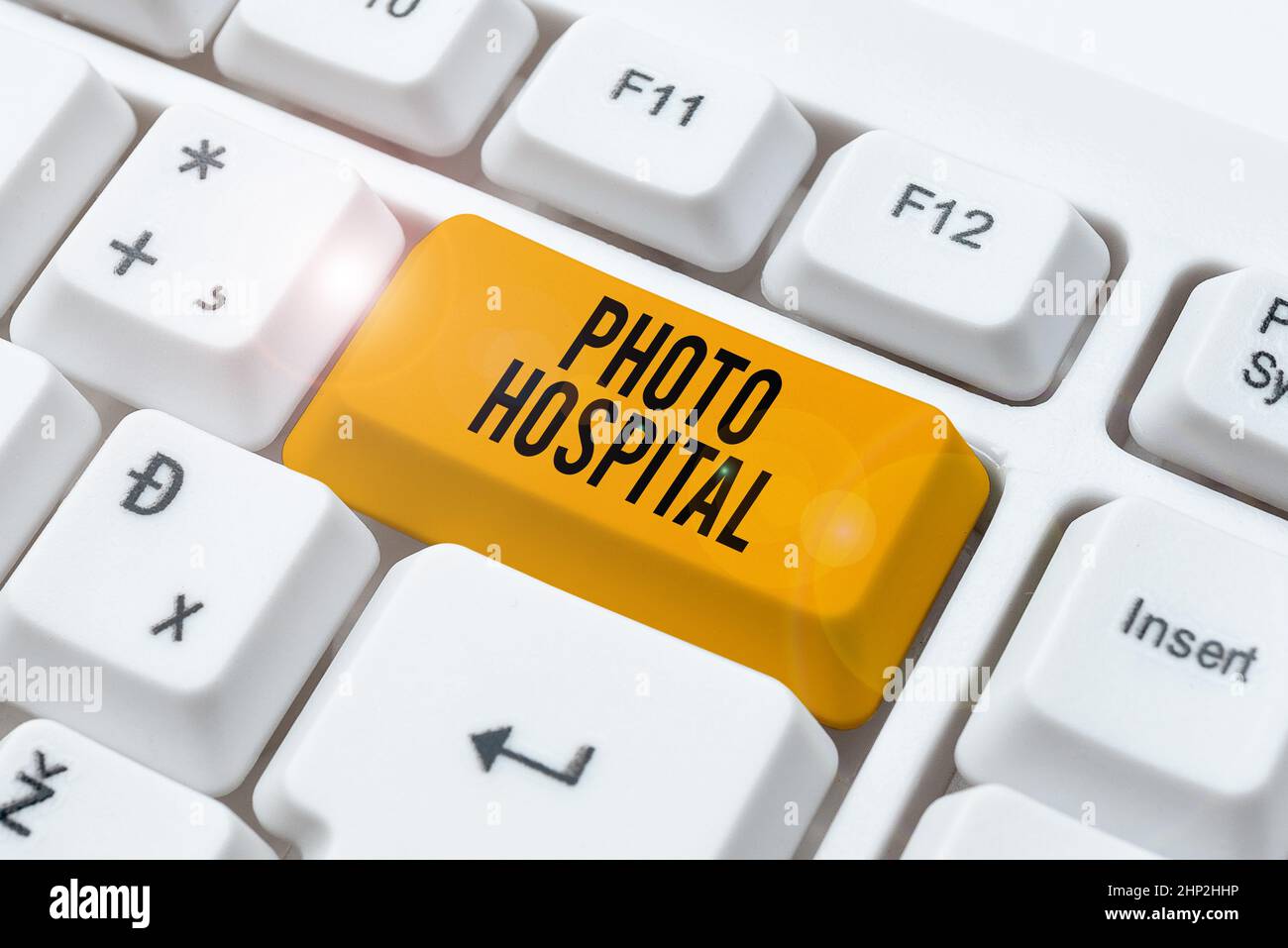 Sign displaying photo Hospital, Word Written on unique Applied Art of ...