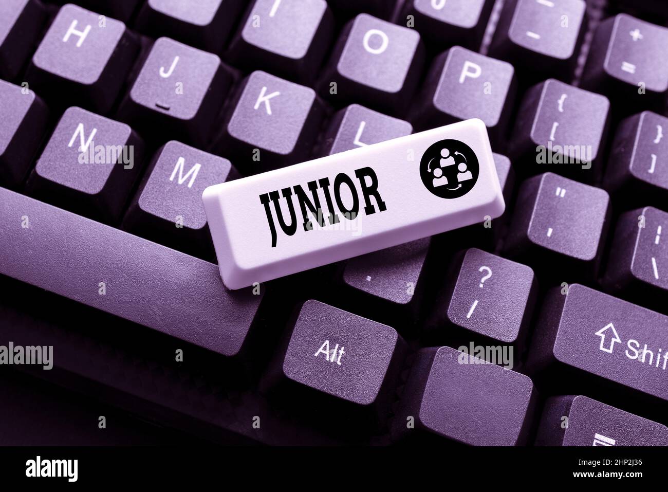 Conceptual caption Junior, Word Written on erson who is a specified ...