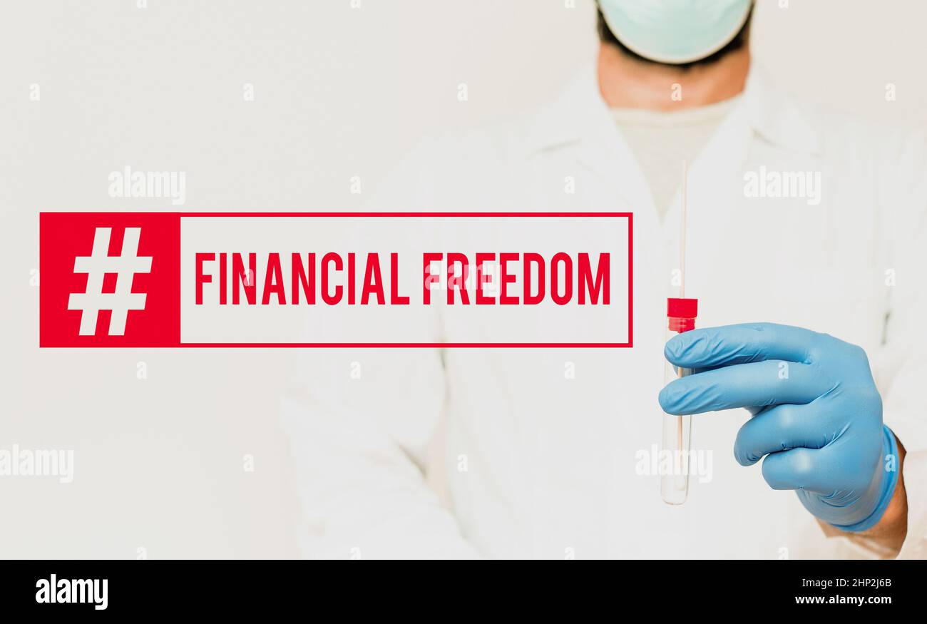 Writing displaying text Financial Freedom, Word Written on Having money ...