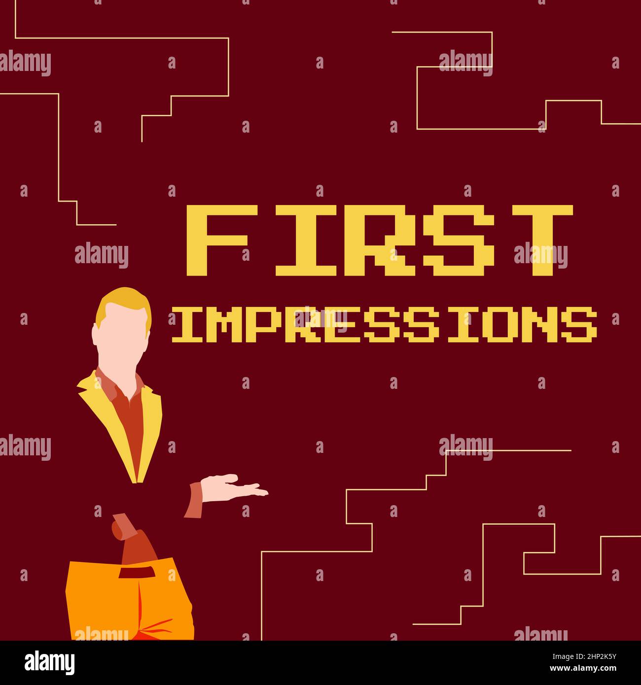Hand writing sign First Impressions, Business overview What a person ...