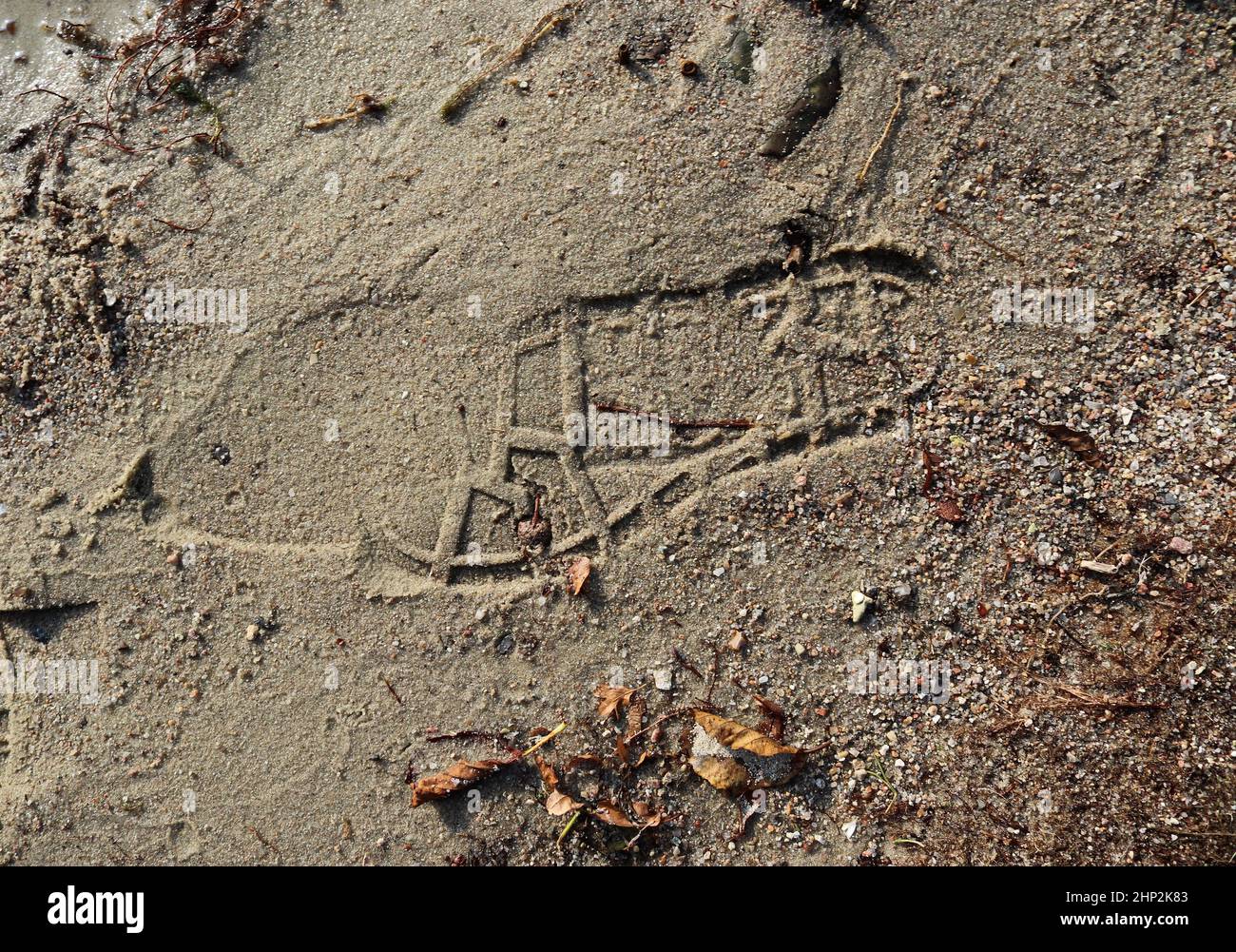 Detailed close up view on a brown sand ground texture in high ...