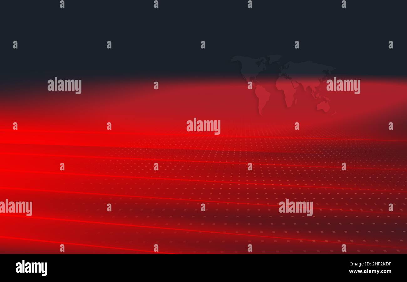 Graphical abstract red theme background, lines on ground with world map ...