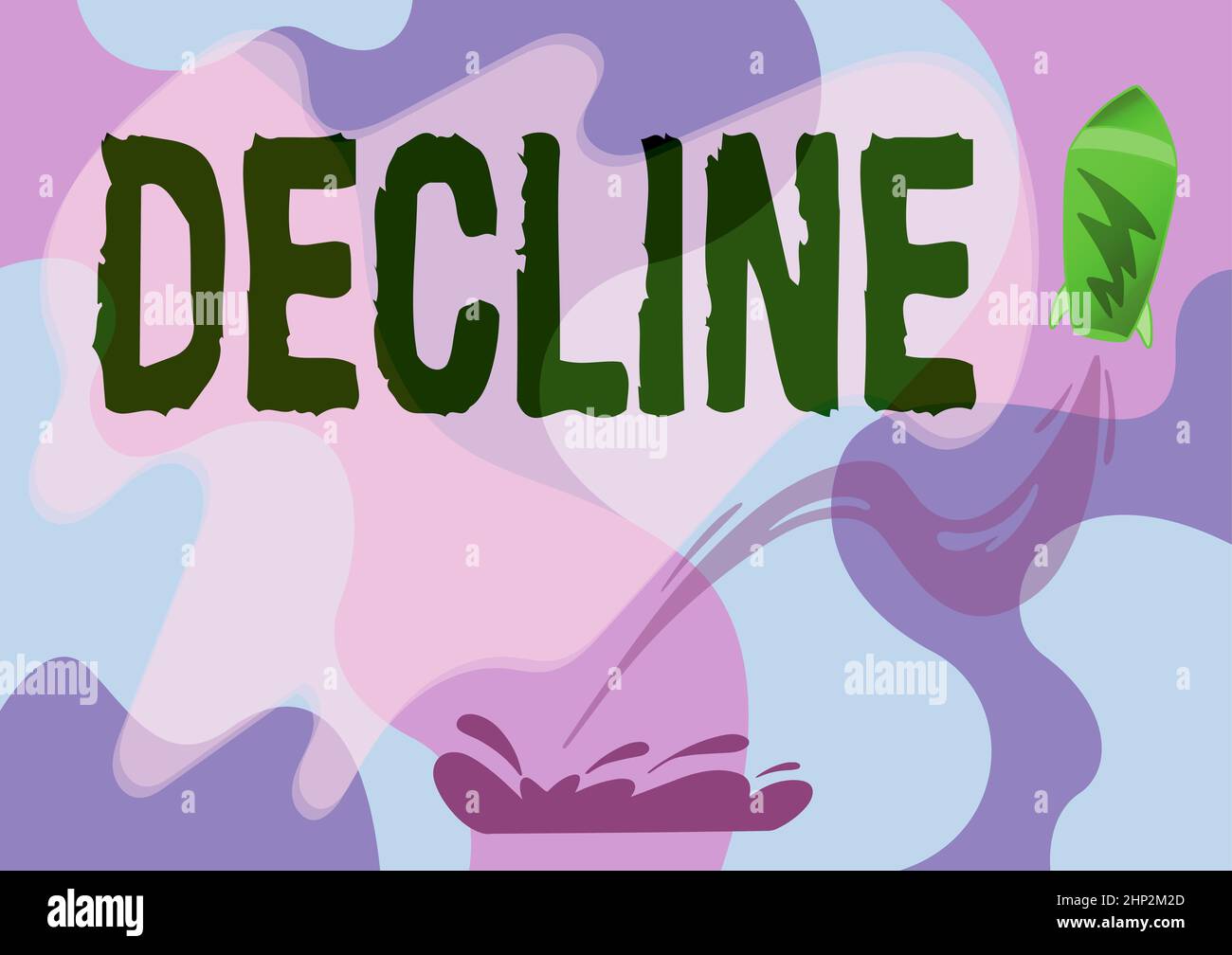 Sign displaying Decline, Word Written on Become smaller fewer less ...