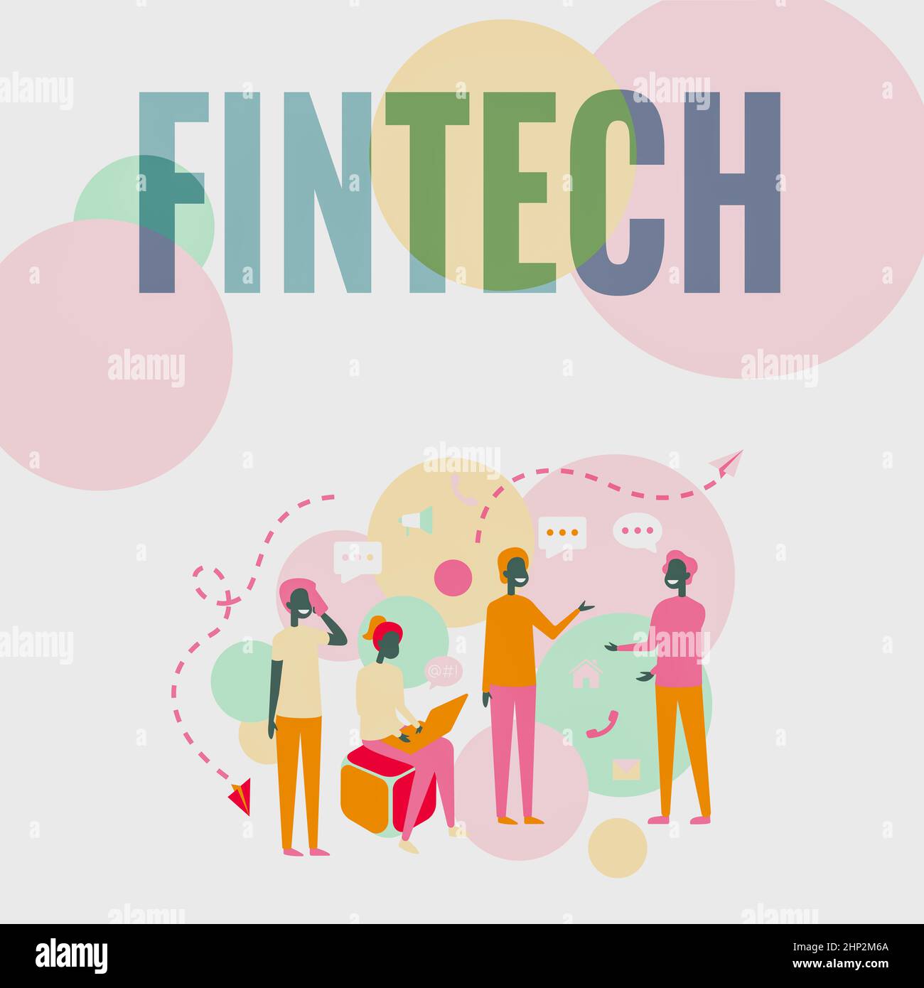 Text caption presenting Fintech, Internet Concept computer programs and ...