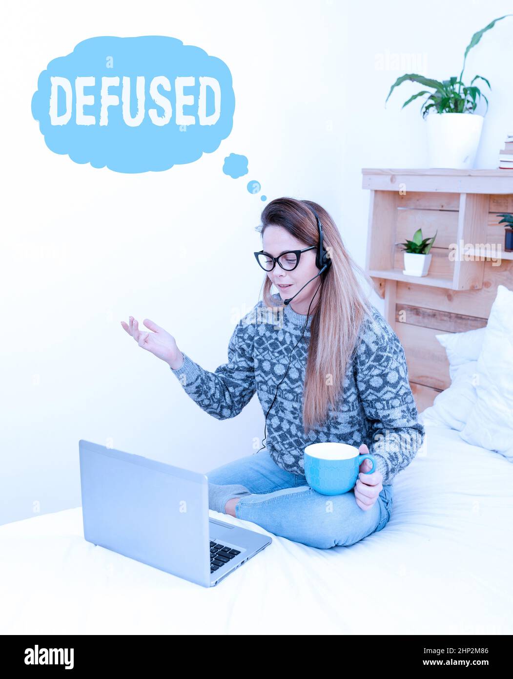 Text showing inspiration Defused, Word Written on make a difficult or ...