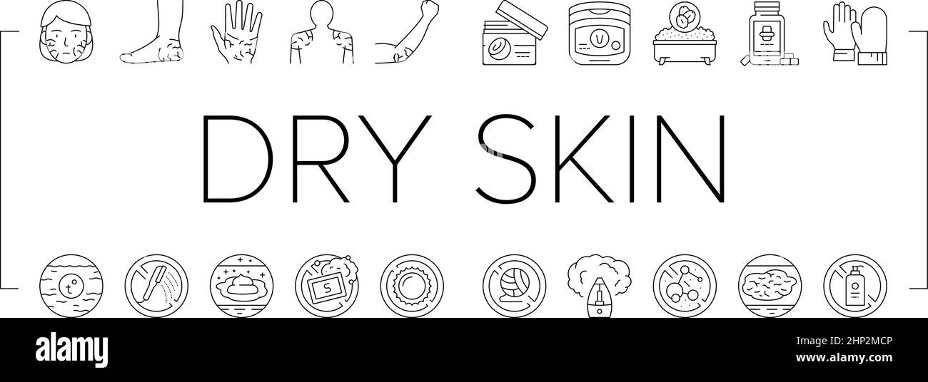 Dry Skin Treatment Collection Icons Set Vector Stock Vector Image & Art ...