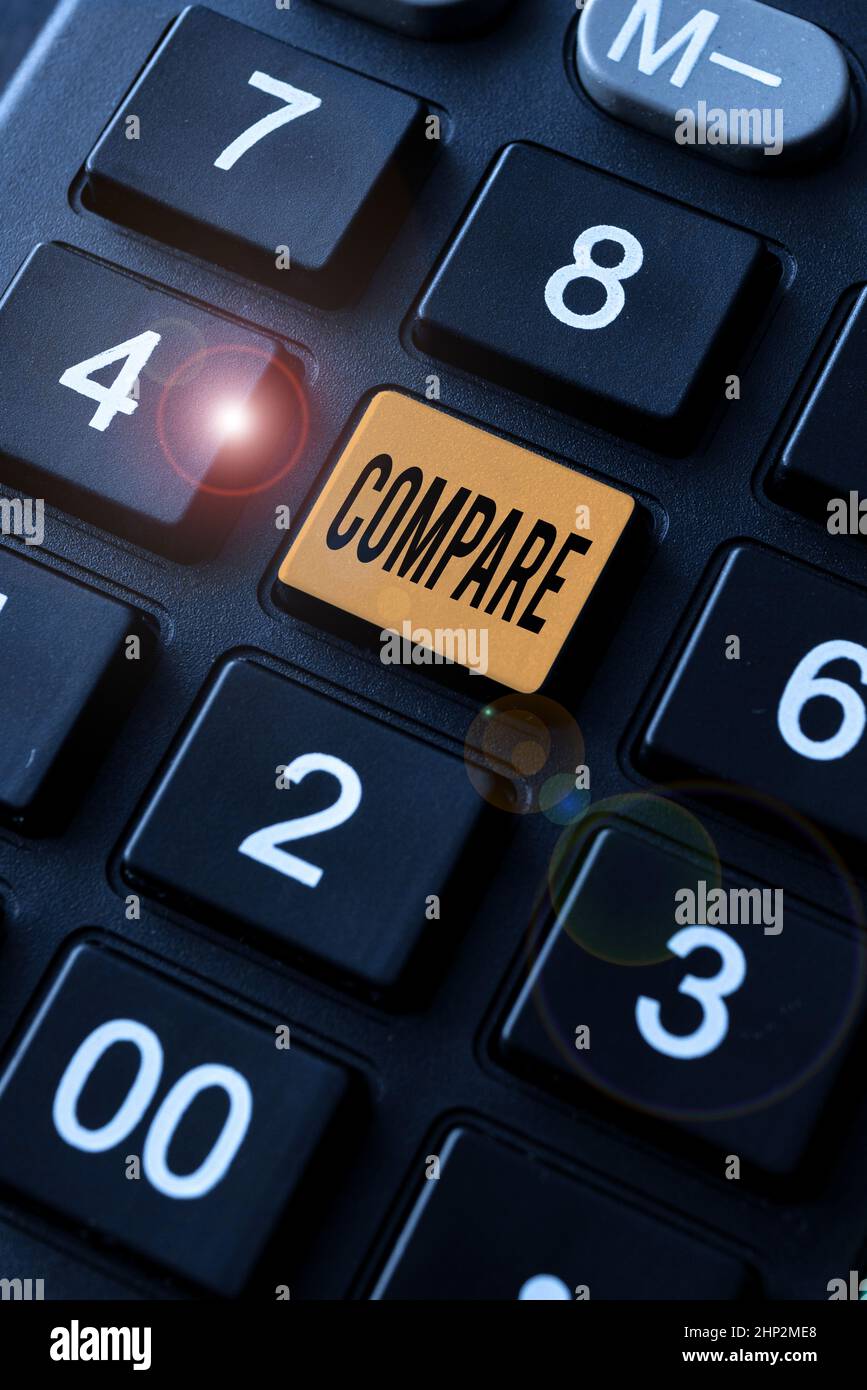 Inspiration showing sign Compare, Business concept Estimate Measure ... Inspiration showing sign Compare, Business concept Estimate Measure ...