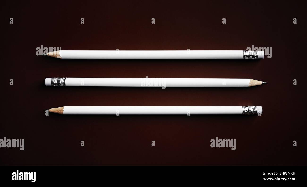 Three blank white pencils hi-res stock photography and images - Alamy