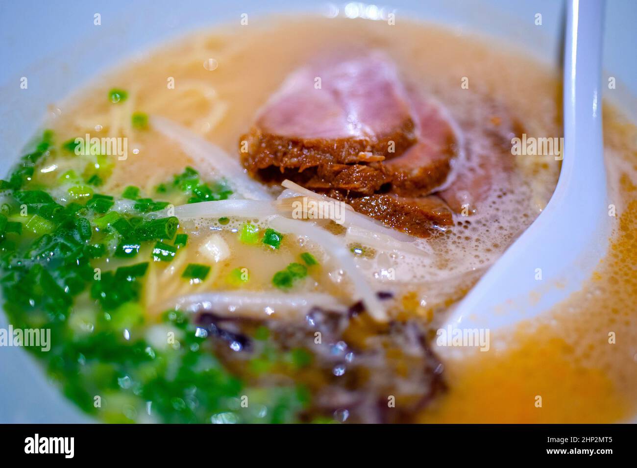 original Japanese beef ramen noodles soup closeup Stock Photo - Alamy