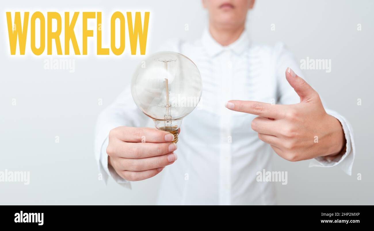 Hand writing sign Workflow, Word for Series of activities or procedures ...