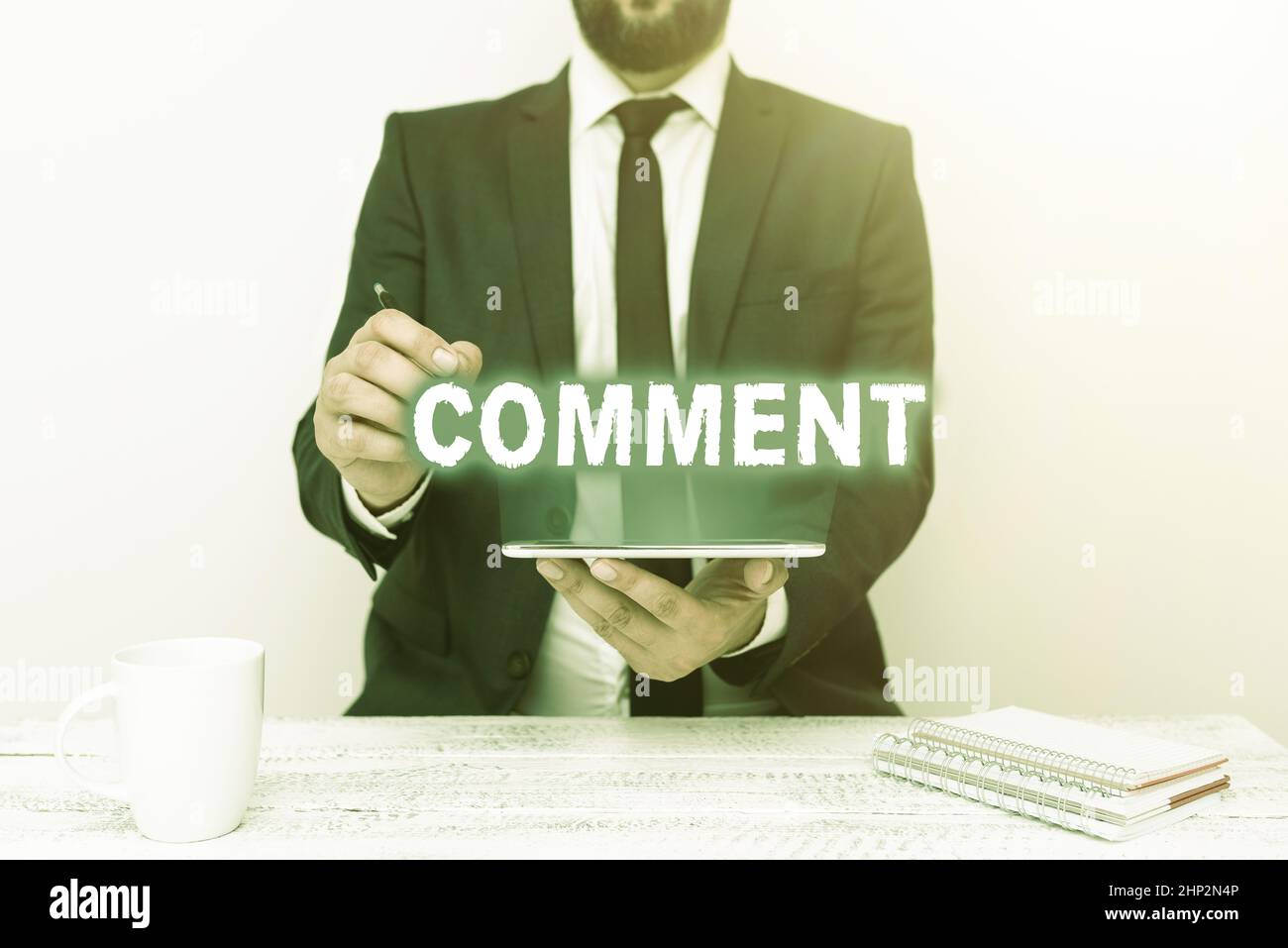 Conceptual caption Comment, Business overview Verbal Written remark ...