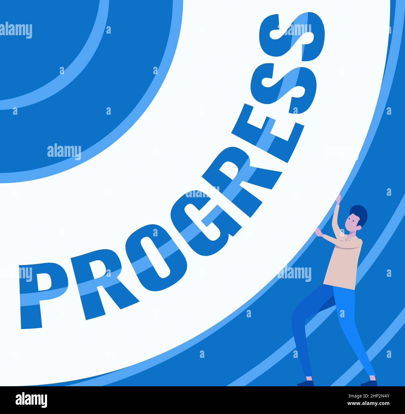 Sign displaying Progress, Business showcase development towards an ...