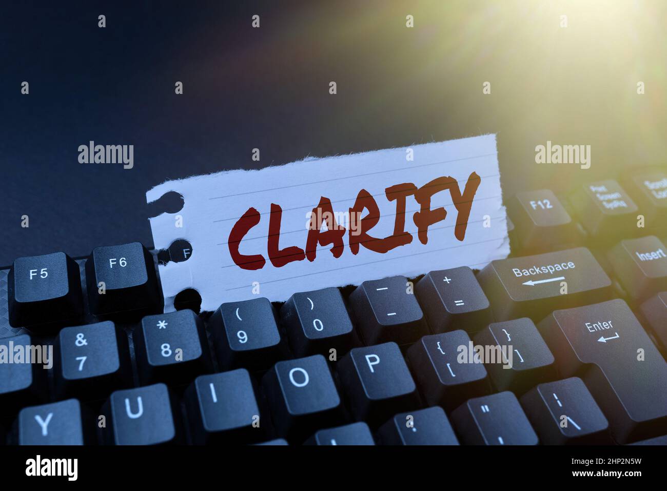 Hand writing sign Clarify, Word Written on Make a statement or ...