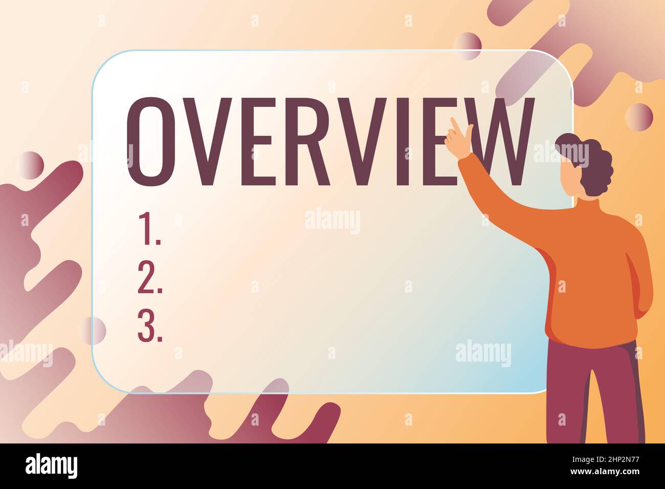 Text caption presenting Overview, Business approach the general review ...