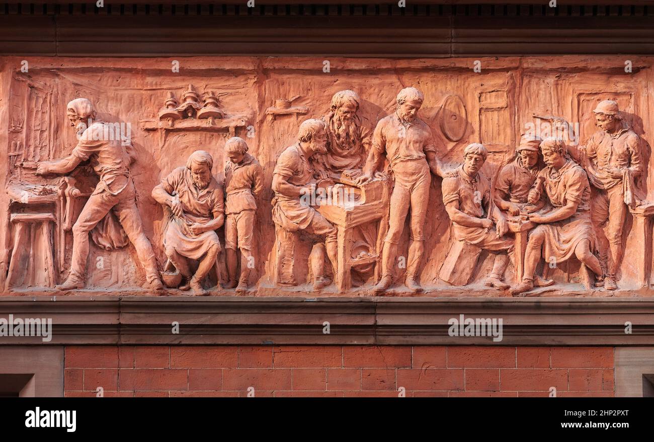 Carved terracotta frieze by the sculptor Benjamin Creswick (1853-1946 ...
