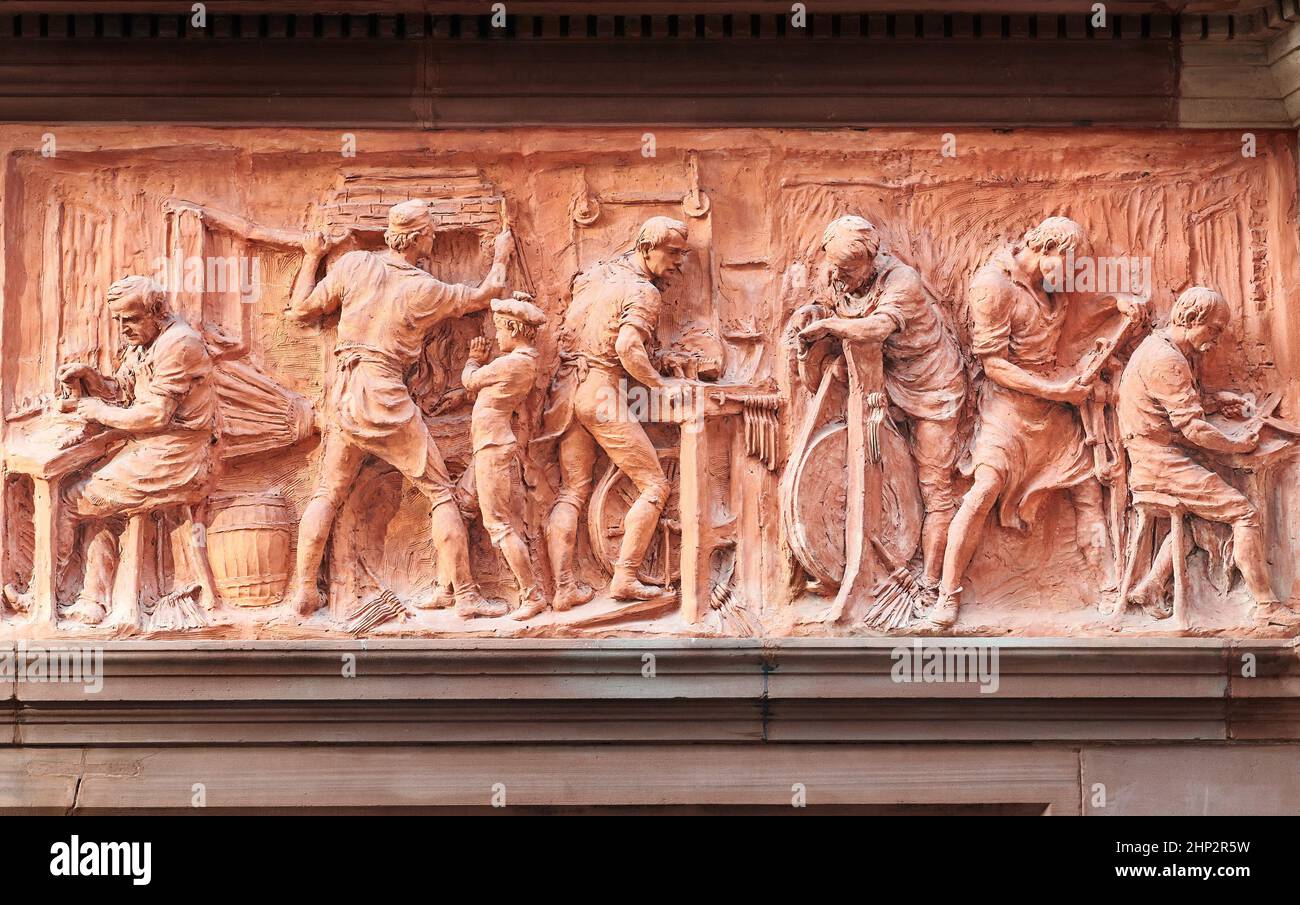 Carved terracotta frieze by the sculptor Benjamin Creswick (1853-1946 ...