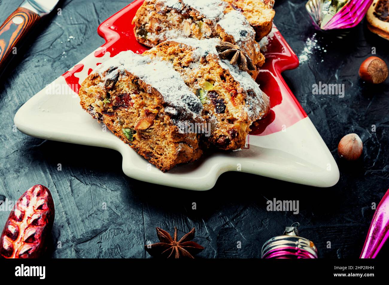 Stollen is a traditional German Christmas pastry. Seasonal cake Stock ...