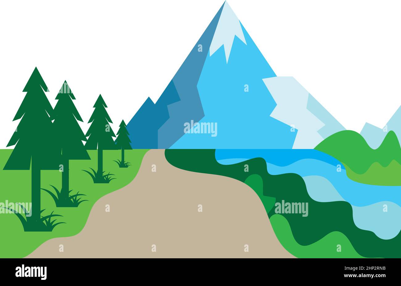 landscape mountain river vector illustration design template Stock ...