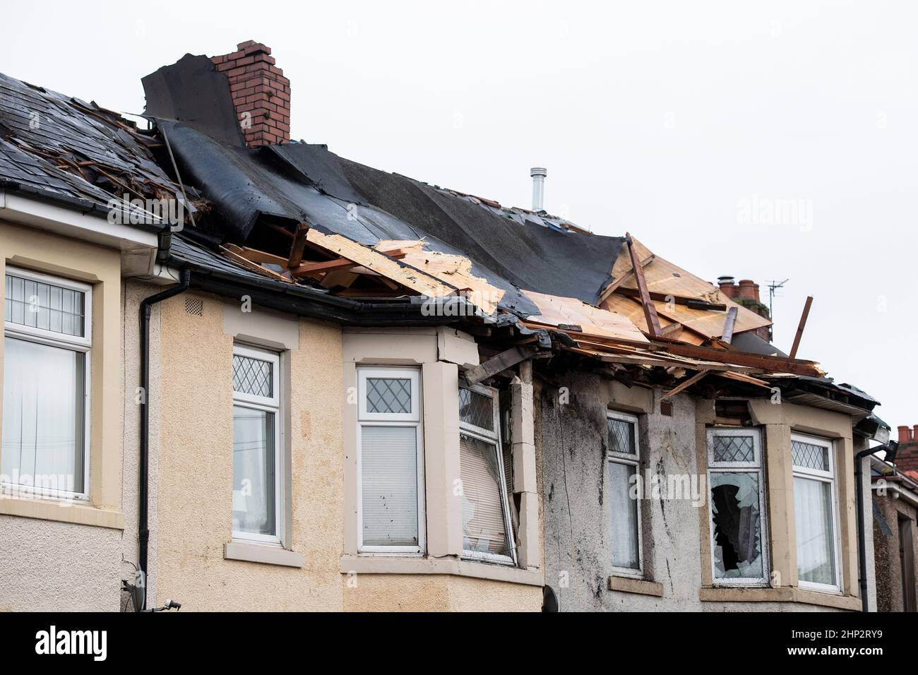 House on Christ Church Road in Newport, Badly Damaged with roof torn ...