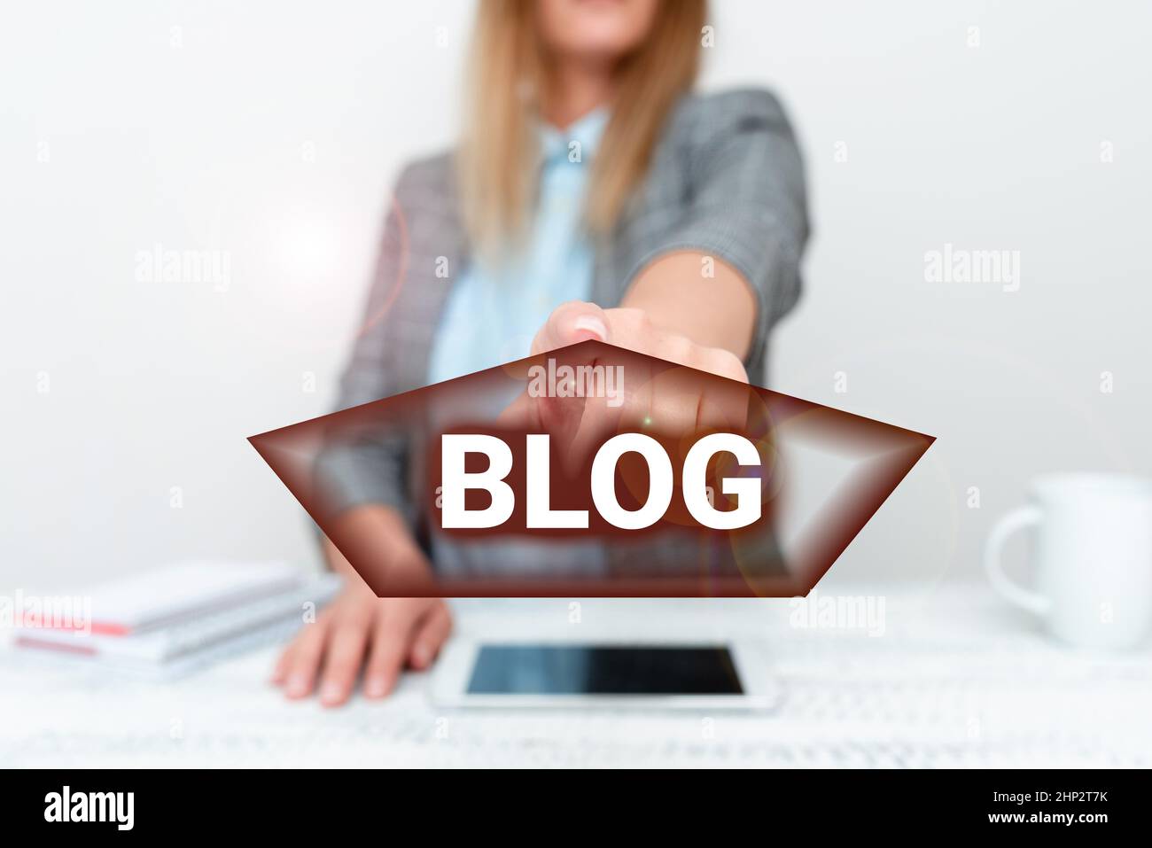 Text caption presenting Blog, Word for A regularly updated website web page written in ...