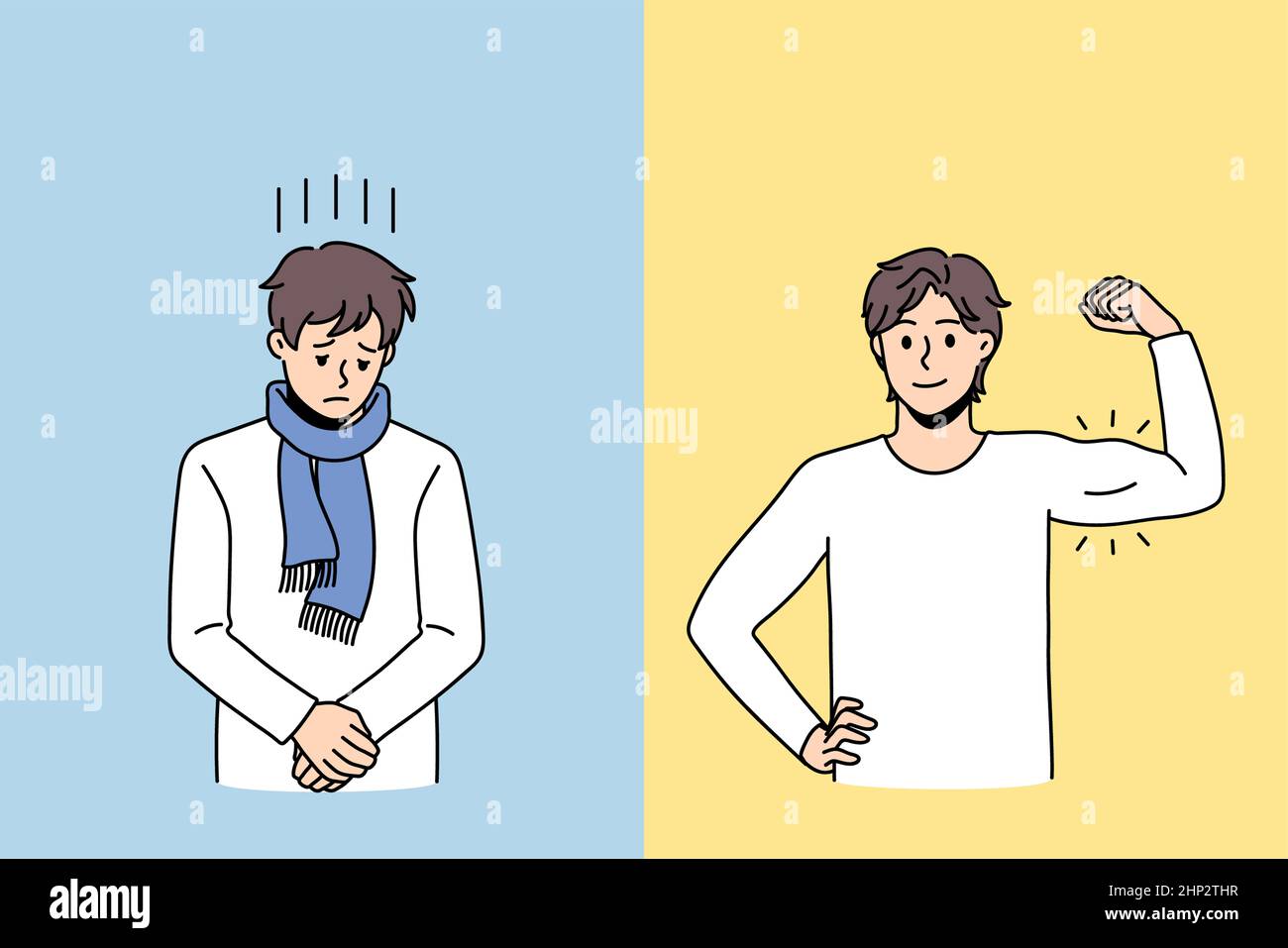 Illness or healthy stay concept. Sad depressed sick ill man having ...