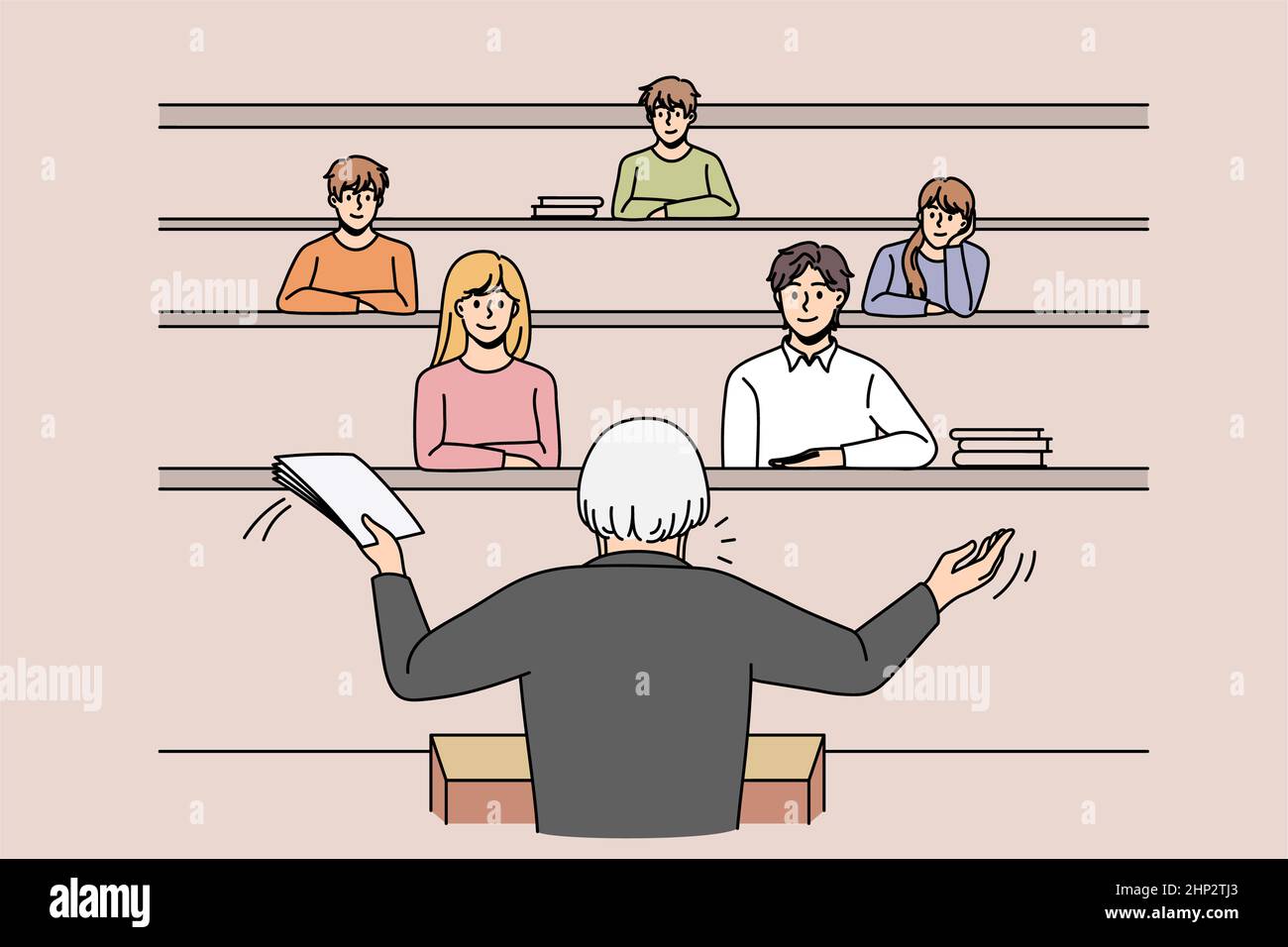 Education process and university concept. Grey haired professor ...