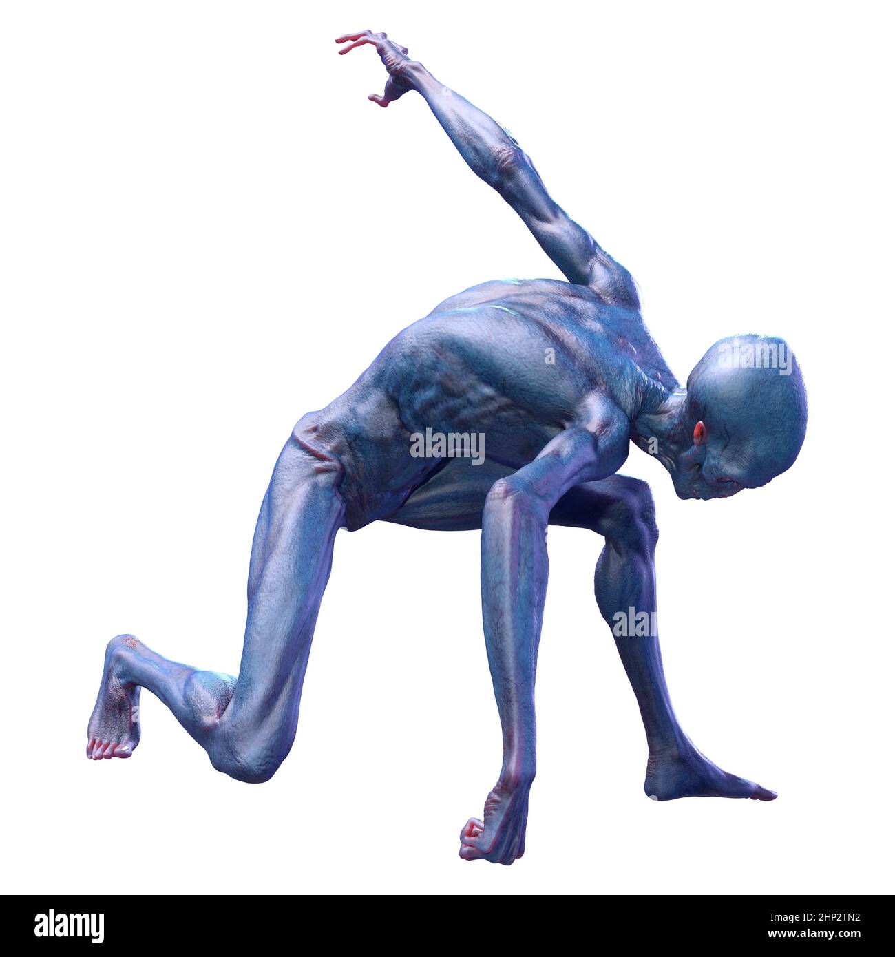 3D rendering of a blue alien isolated on white background Stock Photo ...
