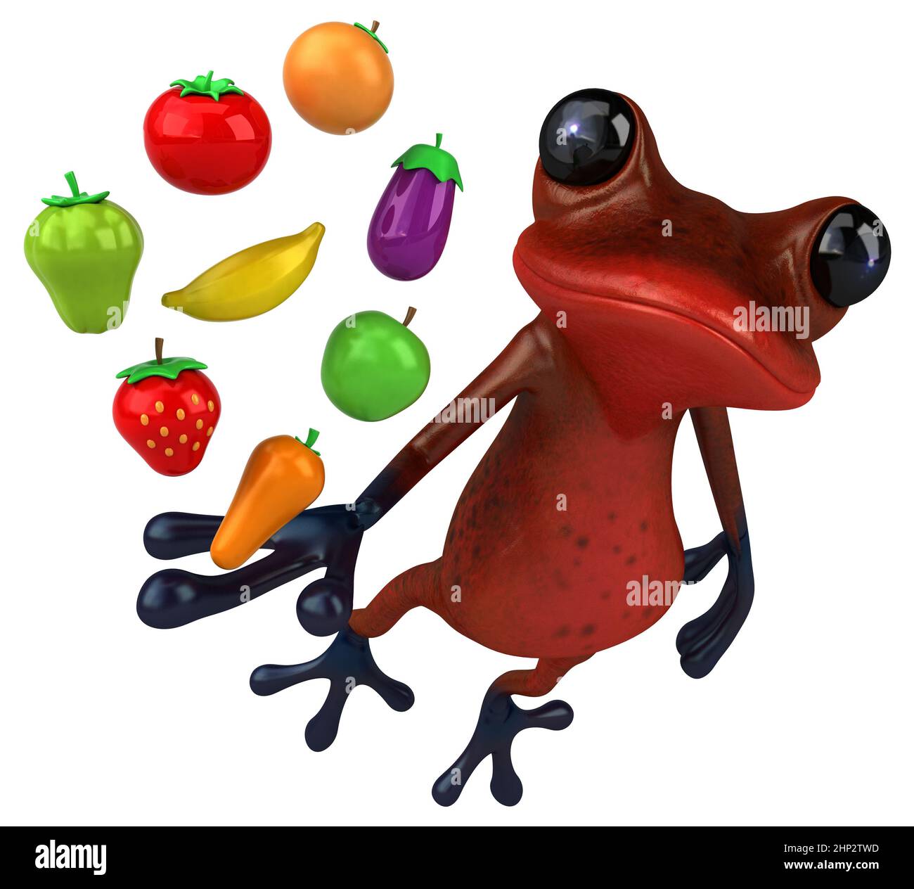 Fun red frog - 3D Illustration Stock Photo - Alamy