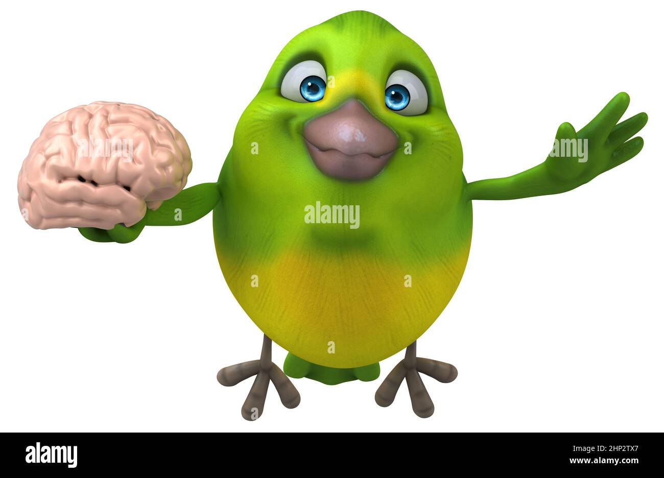 Fun green bird - 3D Illustration Stock Photo - Alamy