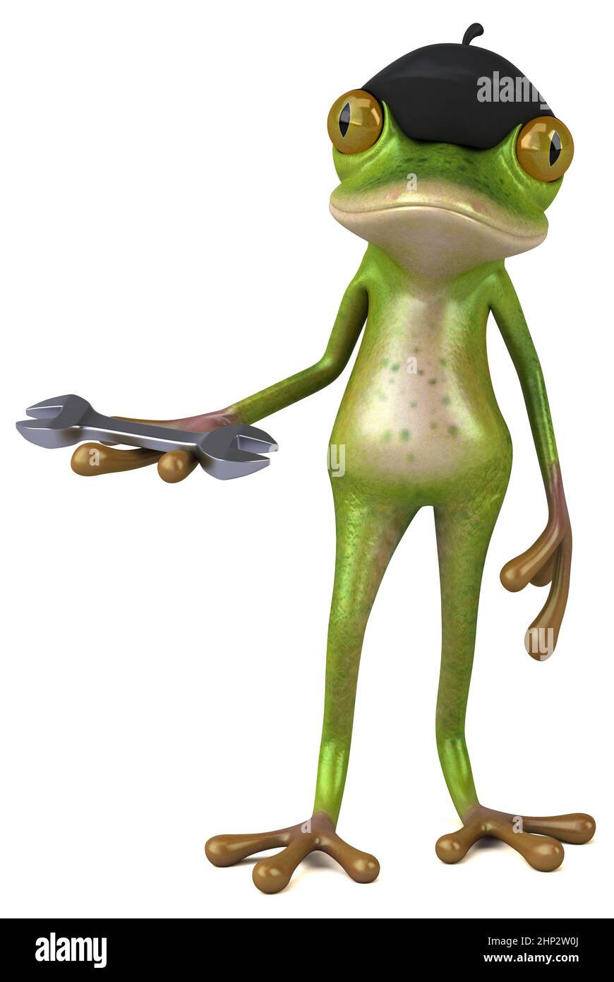 Fun french frog - 3D Illustration Stock Photo - Alamy