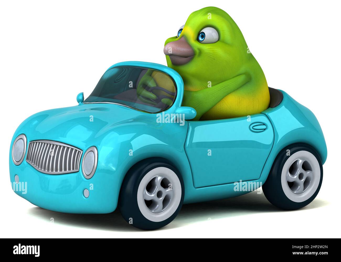 Fun green bird - 3D Illustration Stock Photo - Alamy