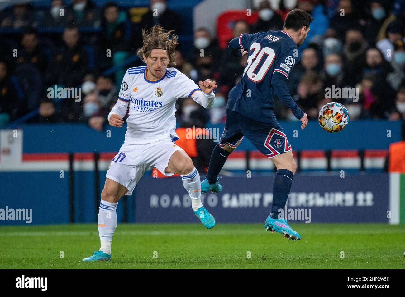 PARIS, FRANCE - FEBRUARY 15: Lionel Messi of Paris Saint-Germain and ...