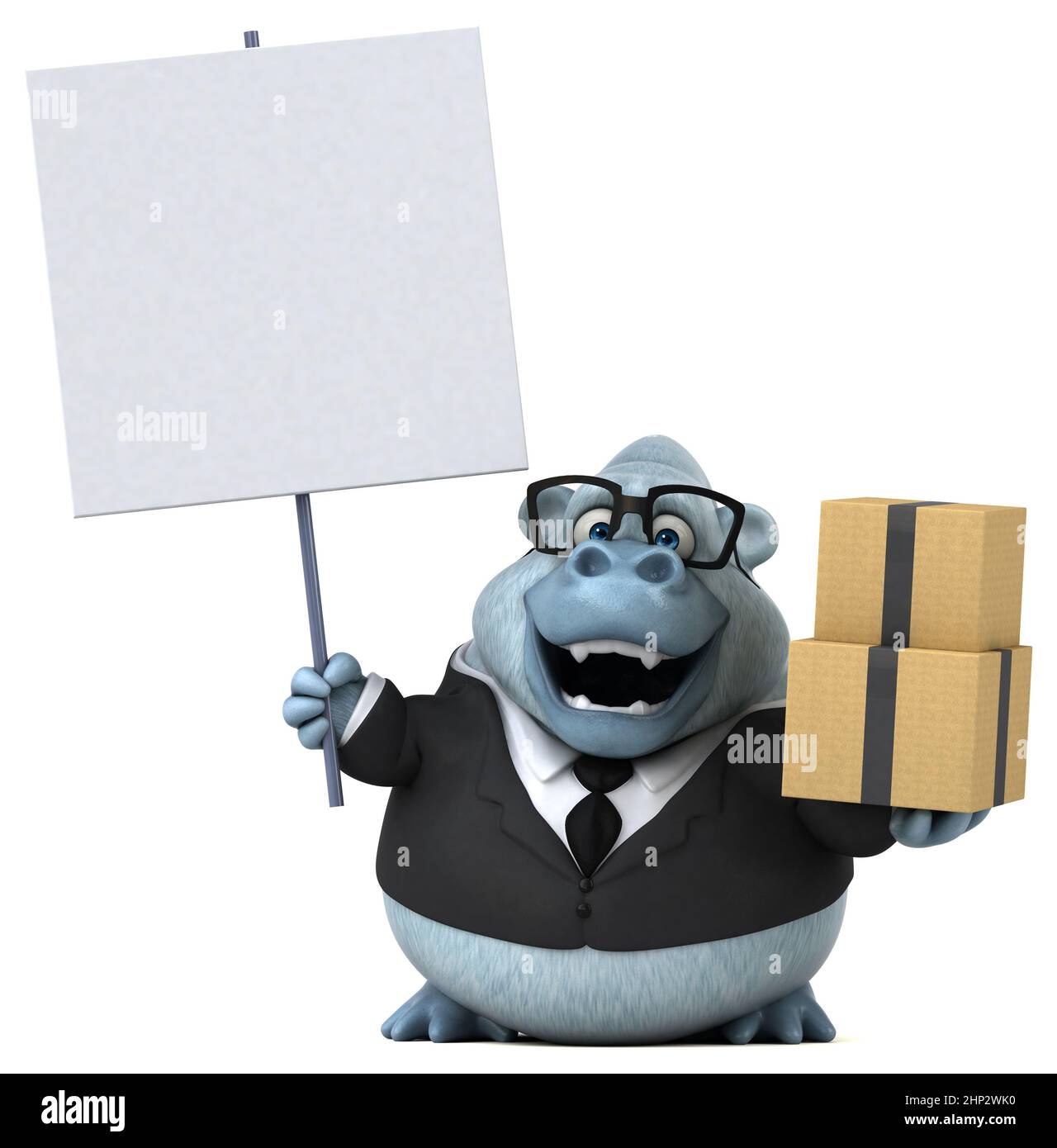 Fun white monkey - 3D Illustration Stock Photo - Alamy