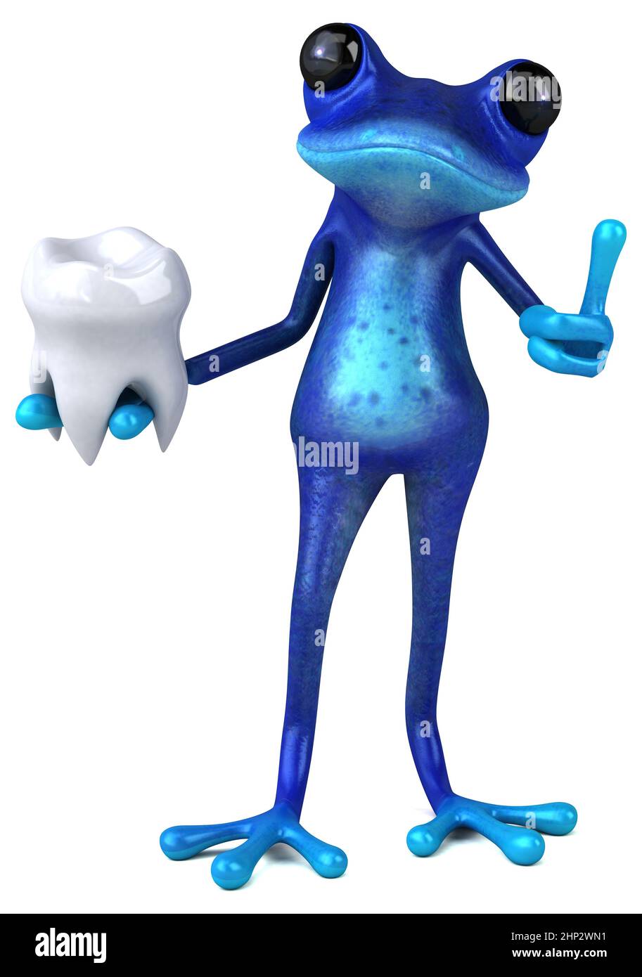 Fun blue frog - 3D Illustration Stock Photo - Alamy