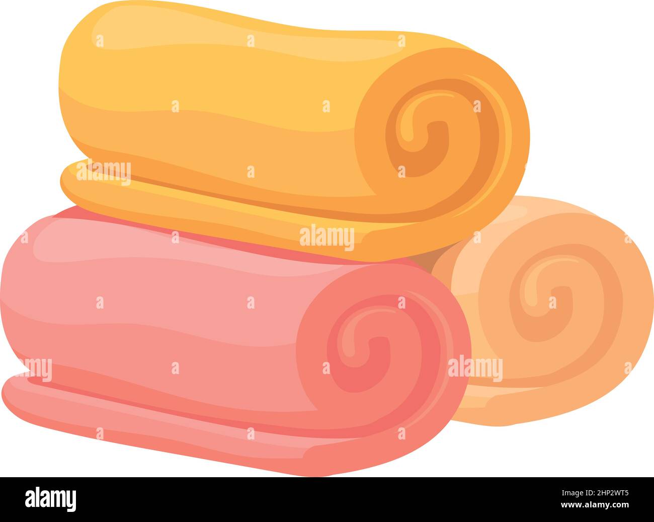 Towel rolls stack. Bunch of rolled soft textile isolated on white ...